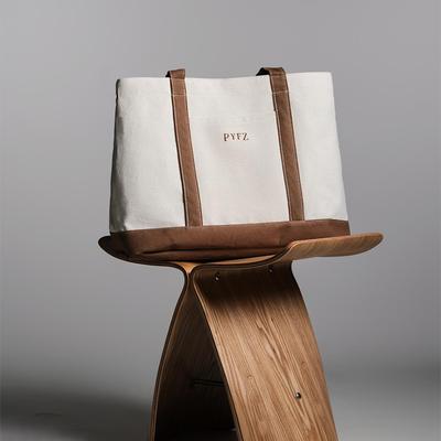 【学院风拼色帆布托特包】平圆方中棕色百搭大容量手提包通勤简约