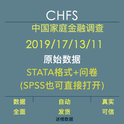 CHFS数据库中国家庭金融调查2019/17/15/13/11原始数据STATA+问卷