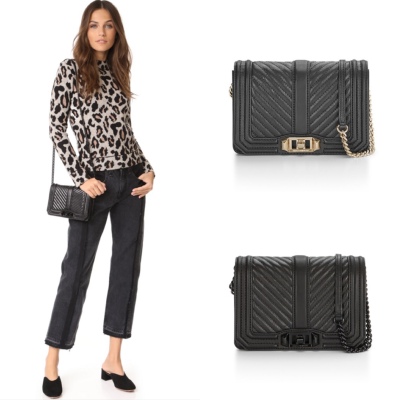 代购rebecca链条包牛皮单肩包