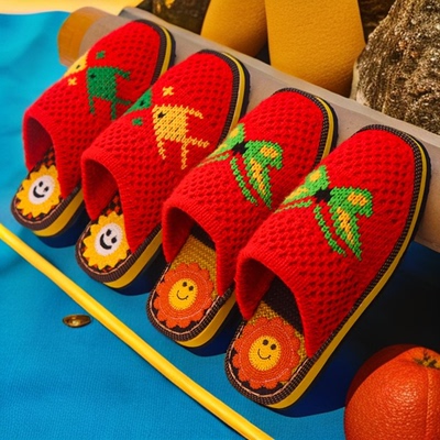 新款纯手工编织钩织婚嫁拖鞋毛线拖鞋毛线勾的成品做好结婚拖鞋1