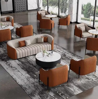 售楼处酒店大堂商用轻奢办公茶几组合洽谈沙发美容院会所休闲接待
