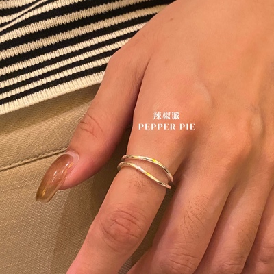 辣椒派新品特价 不掉色经典极简线条戒指女 银色开口戒 清冷时髦