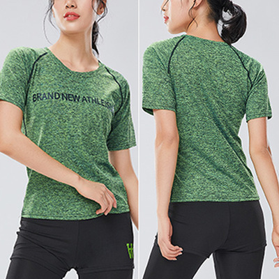 速干运动t恤修身健身服女半短袖透气晨夜跑步新夏季薄款瑜伽上衣