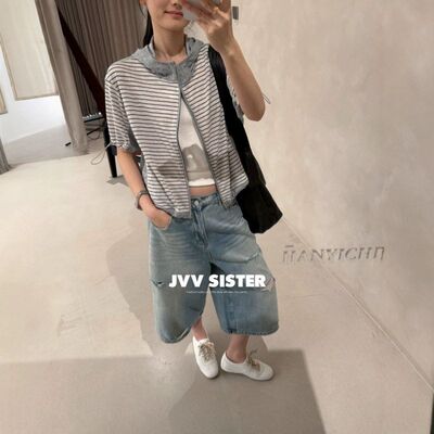 2026夏季连帽撞色女短袖外套