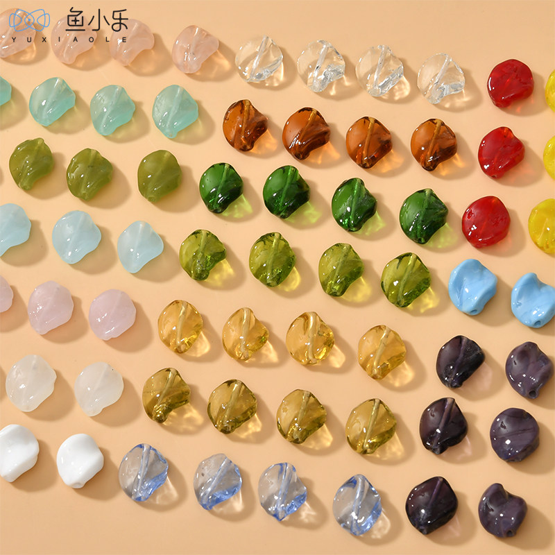 琉璃多色扭形柳叶珠子不规则直孔diy手工串珠项链手链耳饰材料配