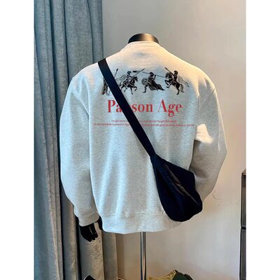 美式潮牌印花圆领套头卫