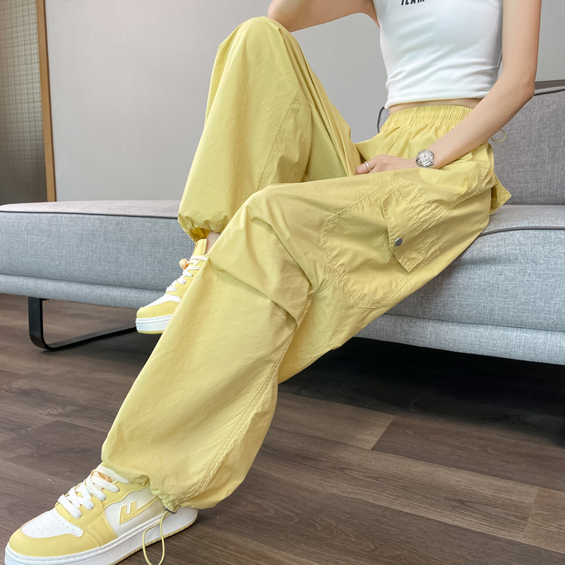 工装裤女小个子广场舞裤薄款速干休闲舞蹈裤宽松束脚阔腿裤运动裤