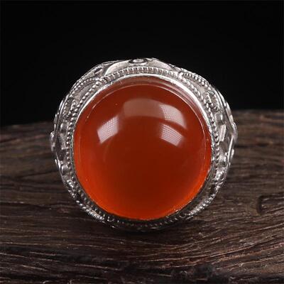 天然满肉霸气大龙头银戒指