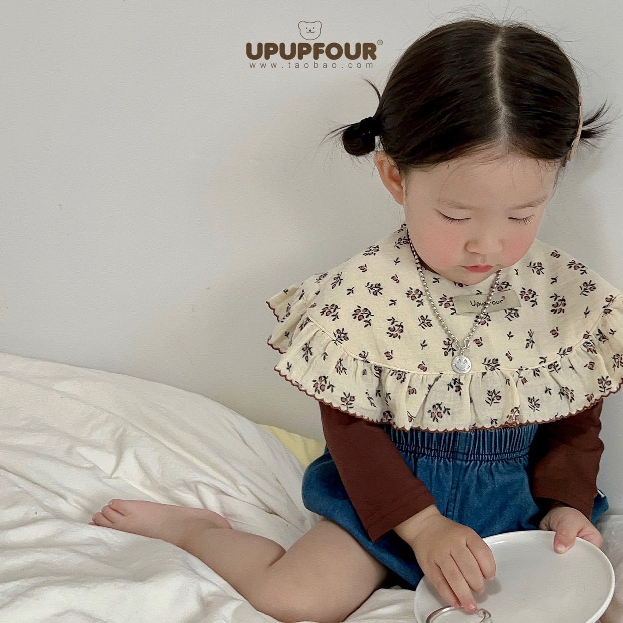 upupfour韩系ins宝宝口水巾宝宝正反可戴装饰领纯棉围嘴纯棉围兜_虎窝淘