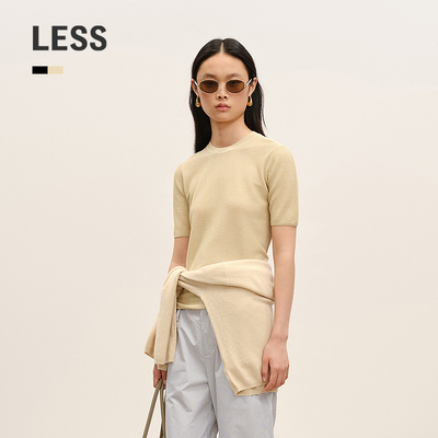LESS全棉短袖套头薄针织衫