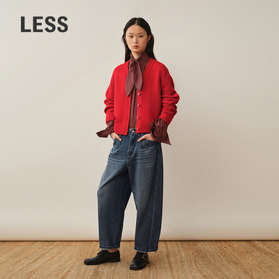 LESS水洗牛仔九分弯刀裤