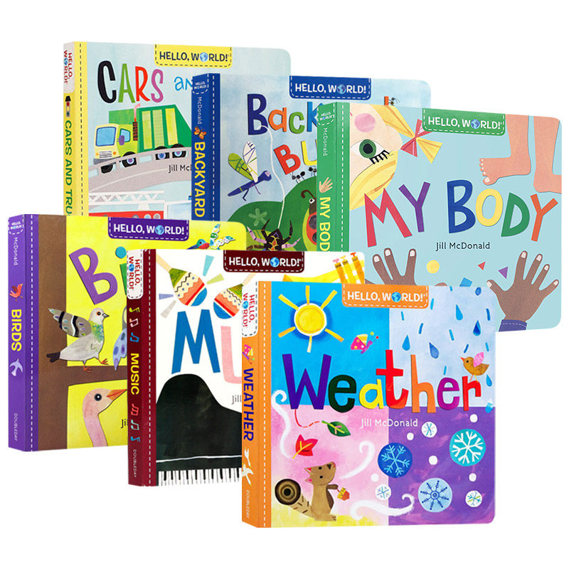 你好世界6本套装英文原版 Hello World!儿童启蒙英语科普读物绘本天气身体汽车知识纸板书进口原版童书 Jill McDonald_虎窝淘