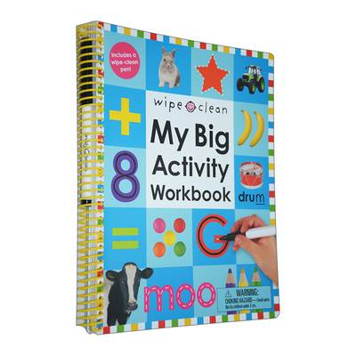 英文原版 Wipe Clean My Big Activity Workbook 擦擦书 写作 数字 拼写等技能练习册 螺旋装帧 英文版 进口英语原版书籍