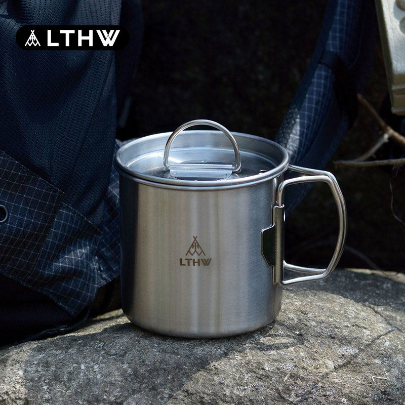 LTHW旅腾户外便携折叠水杯徒步露营杯子马克杯咖啡杯304不锈钢杯