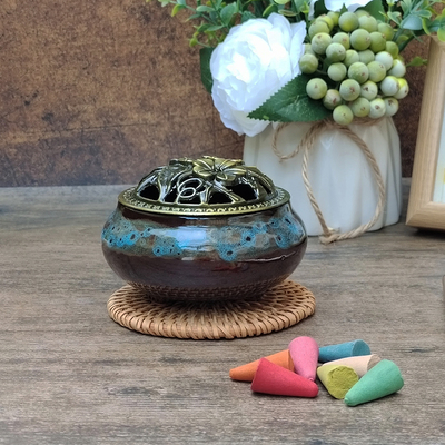 带盖陶瓷茶道香薰炉塔香盘香炉