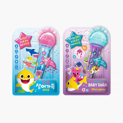 韩国碰碰狐pinkfong鲨鱼宝宝儿童卡拉OK唱歌玩具韩英语麦克风话筒