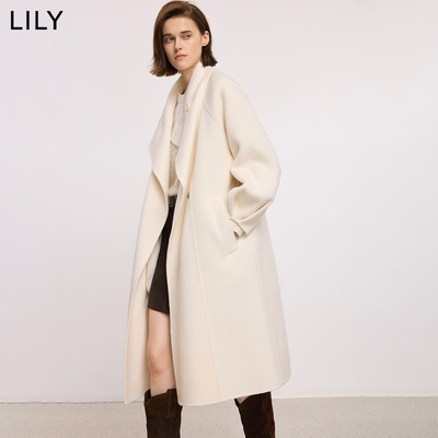 LILY长款简约风高级感毛呢外套