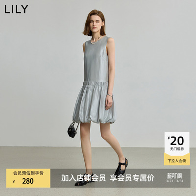 LILY新款花苞无袖连衣裙