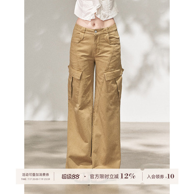 口袋工装复古宽松休闲直筒裤