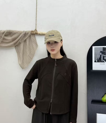 大码女装秋冬新款显瘦加肥德绒小蛮腰打底内搭外套立领拉链1363潮