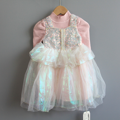 KG安系列80/90秋冬品牌童装/童毛线中厚纱纱公主连衣裙30867粉