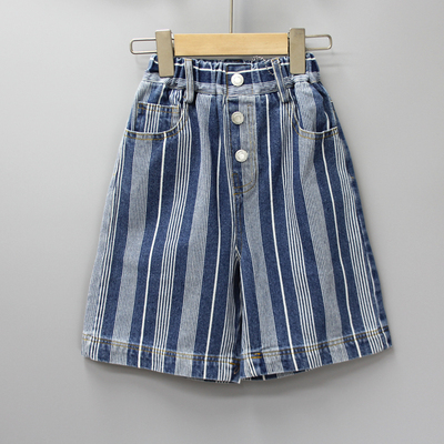 R-XXBY家120/130夏 品牌折扣童装/大童柔软牛仔宽松中裤23109兰