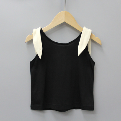 S吾系列80/90夏装 品牌童装折扣/儿童棉短袖上衣背心02705黑