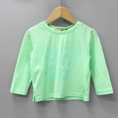 T欧系列80/90春秋 品牌童装折扣D儿童纯棉长袖T恤休闲31282绿