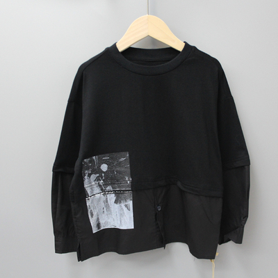 G多系列110-130春秋 品牌童装折扣/童休闲上衣纯棉卫衣T恤6138黑