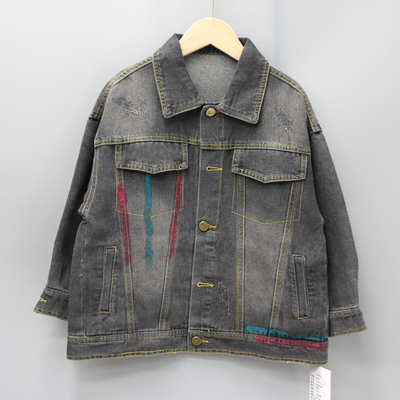 Y-HP家160春秋 童装品牌折扣/童休闲上衣长袖牛仔外套3397黑