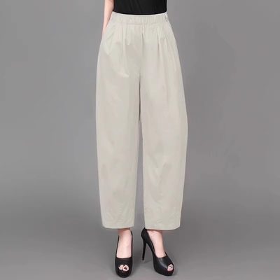 冰丝九分裤大码休闲萝卜老爹裤女