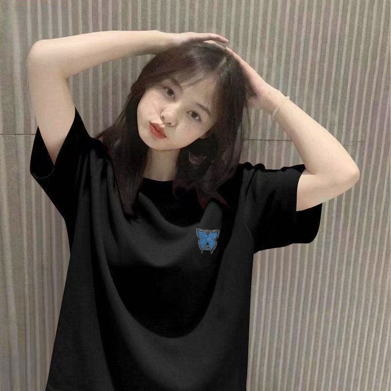 夏季新款宽松胖MM圆领纯棉短袖T恤学生打底衫女美式风印花上衣ins