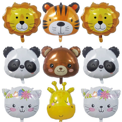 新款动物头气球老虎狮子长颈鹿
