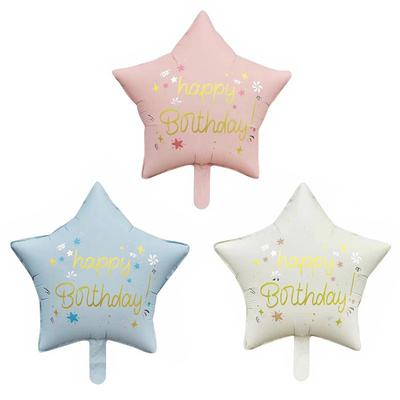 ins风18寸生日五角星气球 网红哑光happy birthday 星星铝膜气球