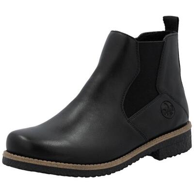 代购rieker女士切尔西靴透气软底轻便防滑黑色弹力侧边拉链设计