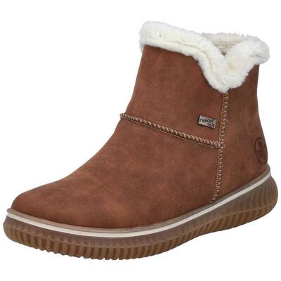 代购rieker女士雪地靴保暖防寒透气轻便绒毛内里可更换鞋垫TEX