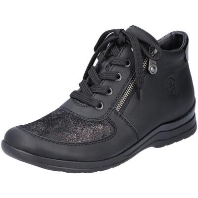 代购rieker女士短靴透气软底轻便舒适系带侧拉链圆头平跟