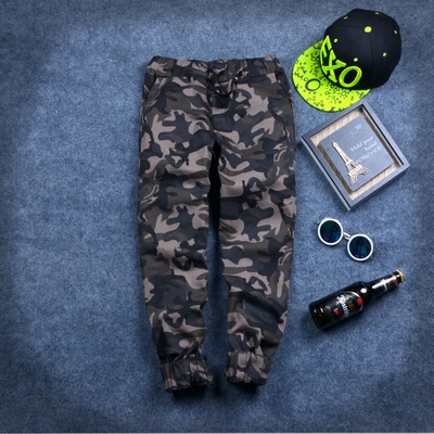 加肥加大码迷彩工装胖子九分裤