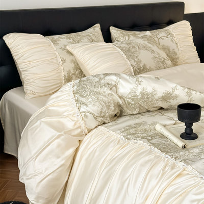 法国LITT法式复古A类冰丝四件套丝滑裸睡被套天丝床单床笠款夏天