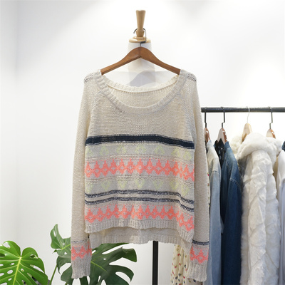 欧美单 很特别的小袋纱垂坠感针织衫毛衣 微透 外M出口原D 女上衣