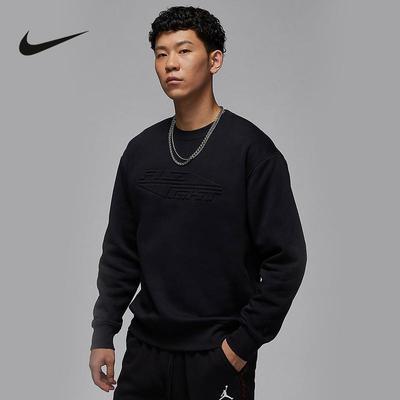 耐克加绒卫衣男2024冬季新款jordan圆领运动针织套头衫FV7234-010