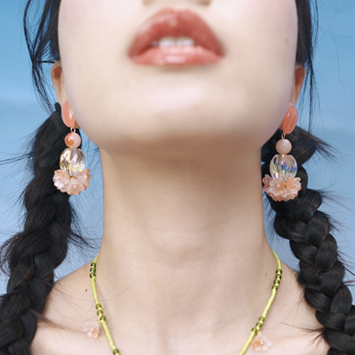 BOMBCACA春日序曲系列 金鱼草 原创透明感小花园和风复古春季耳环