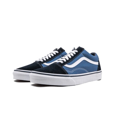 万斯 Old Skool 时尚经典 板鞋 Navy White 黑/牛仔蓝