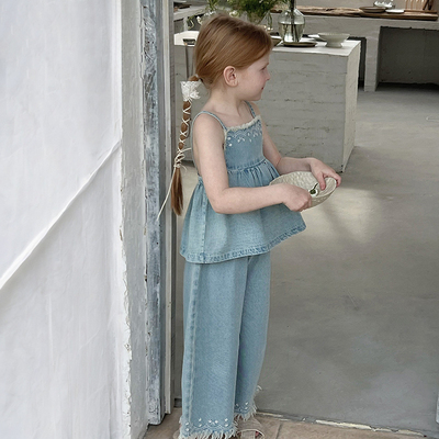 Buendia波多黎各吊带牛仔裤套装