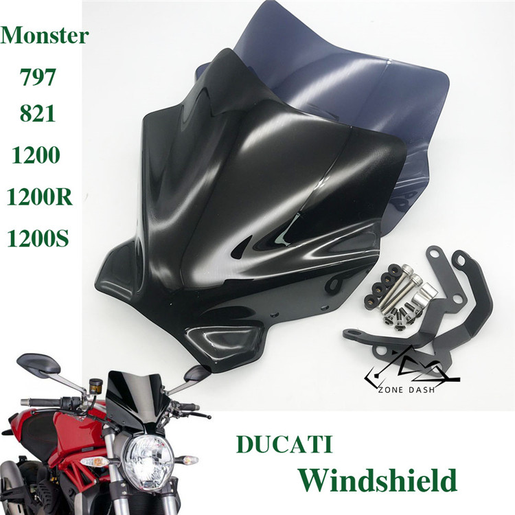 适用于杜卡迪怪兽821 1200R S 797改装配件挡风玻璃前风挡导流罩