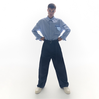 UNICAHOMME/欧洲进口精梳棉经典水洗简洁翻领衬衫男