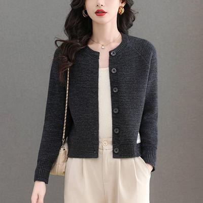 针织开衫女短款小个子2025春秋新款宽松外搭高腰小款洋气毛衣外套
