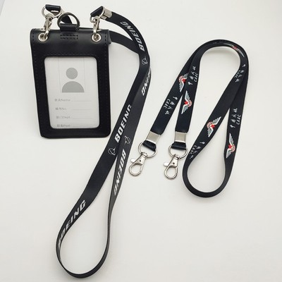 BOEING波音空客航空机组双钩证件挂绳中国民航机场工作卡套胸牌绳
