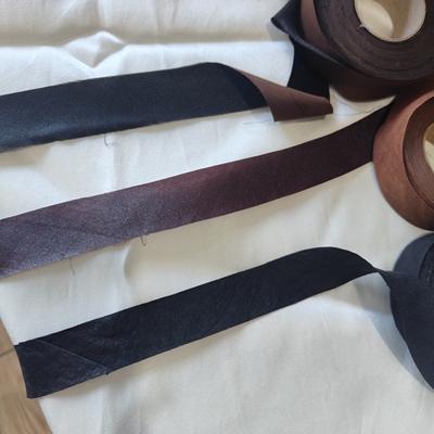 香云纱包边条45度斜裁全丝旗袍辅料布 龟纹2.5Cm时装边料丝绸