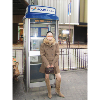 WEINISIAN朱小姐绵羊毛两穿中长款外套女复古2026秋冬新款连衣裙